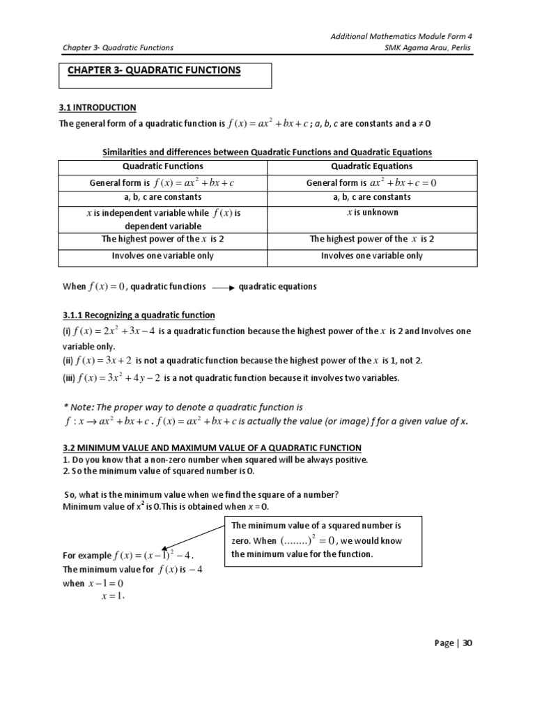 Chapter 3 - Quadratc Functions (Pearl™) | PDF | Quadratic Equation ...