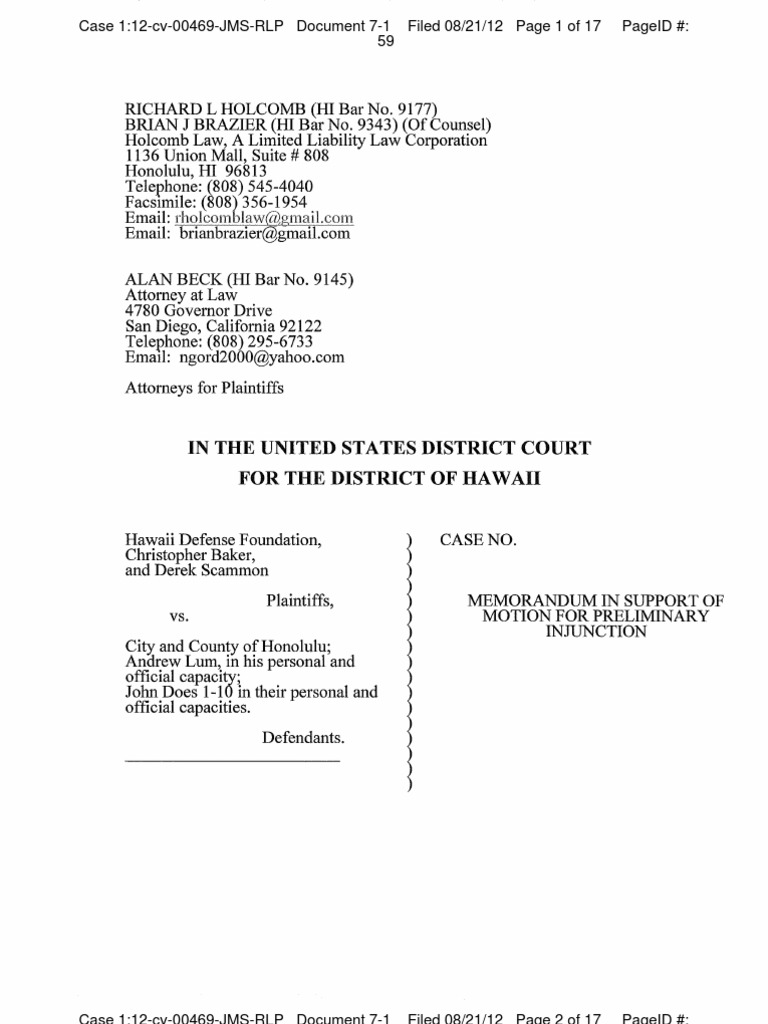 Motion For PI Complete | PDF | Due Process Clause | Standing (Law)