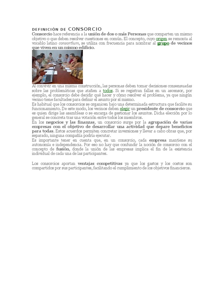 Definición y Función del Consorcio | PDF | Negocios