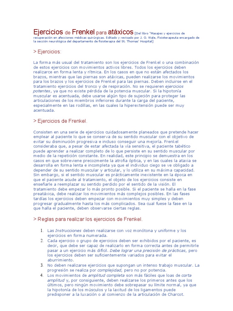 Ejercicios de Frenkel para Atáxicos | PDF | Pie | Tobillo