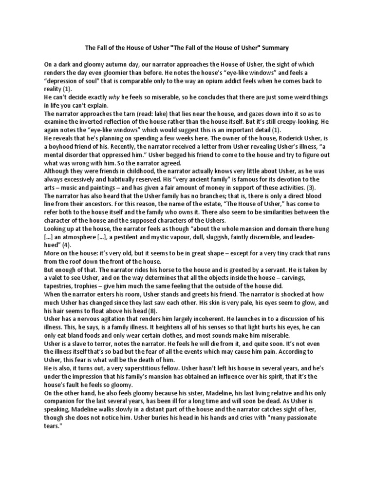 The Fall of The House of Usher Summary | PDF