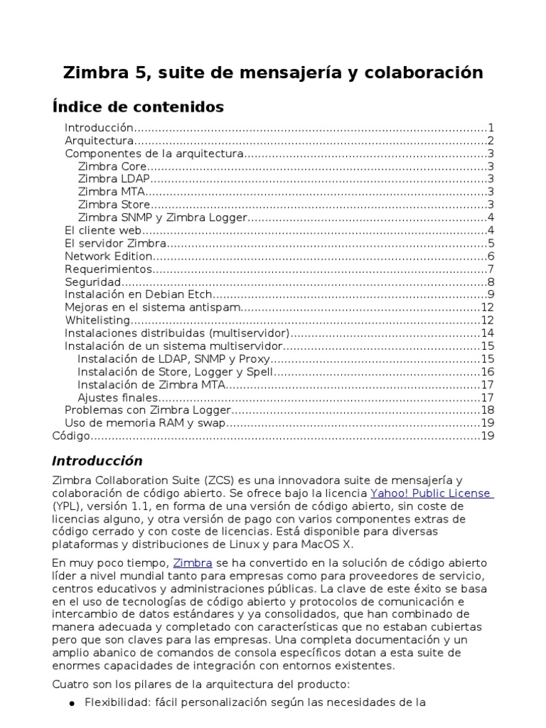 Arquitectura de Zimbra Collaboration Suite | PDF | Servidor web ...