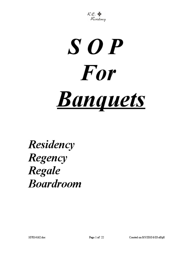 Banquet Sop | PDF