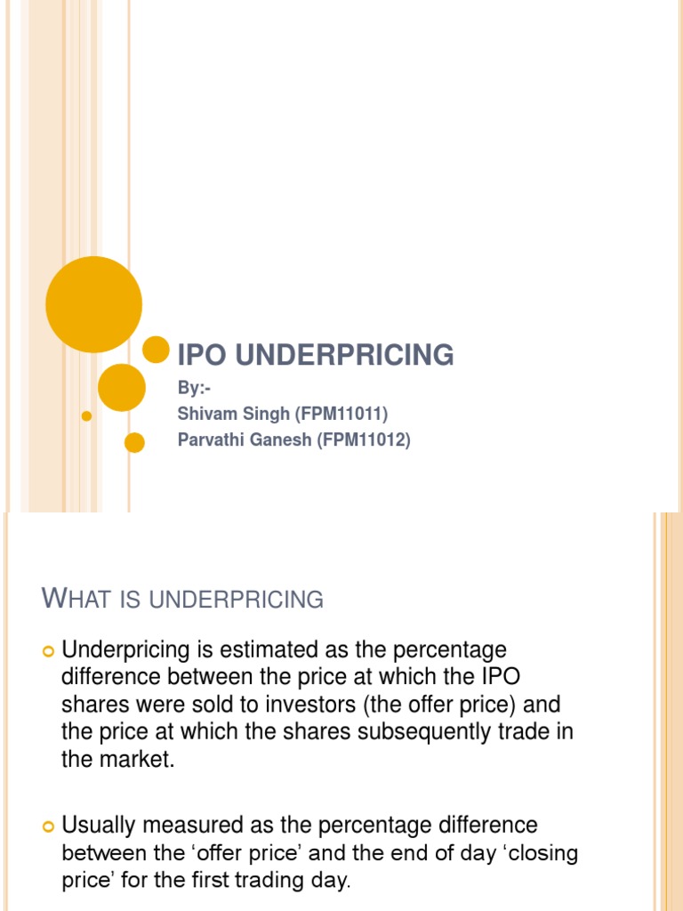 Ipo Underpricing | Initial Public Offering | Underwriting