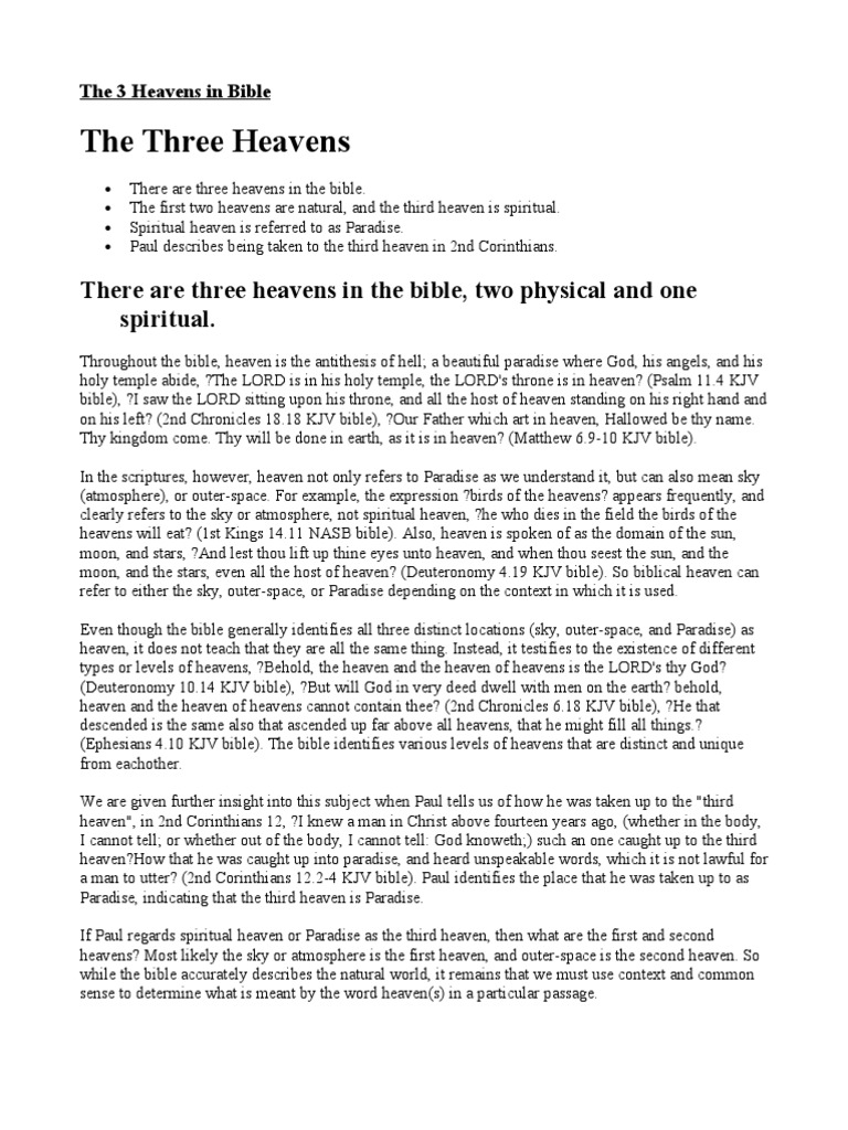 The 3 Heavens in Bible | Heaven | Lord's Prayer