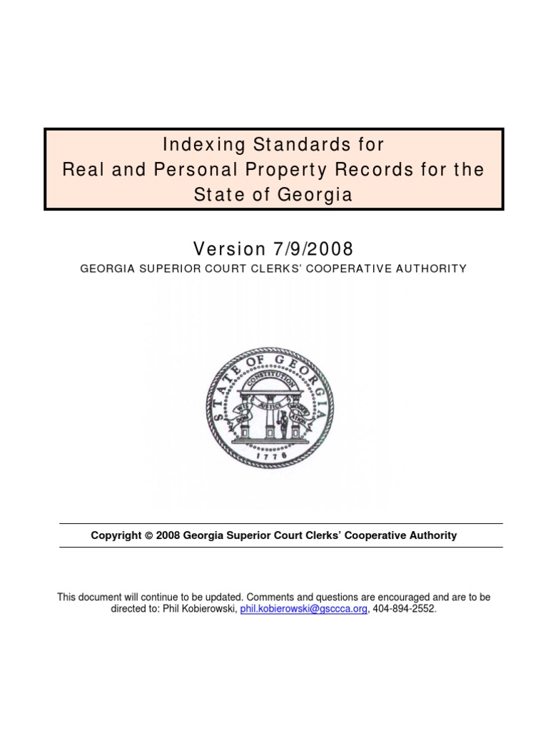 GSCCCA Indexing Standards | PDF | Deed | Mortgage Law