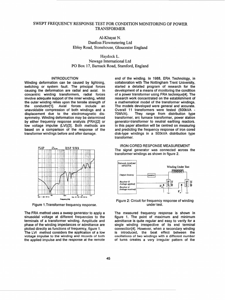 Sfra For Condition Monitoring of Power Transformer | PDF | Resonance ...