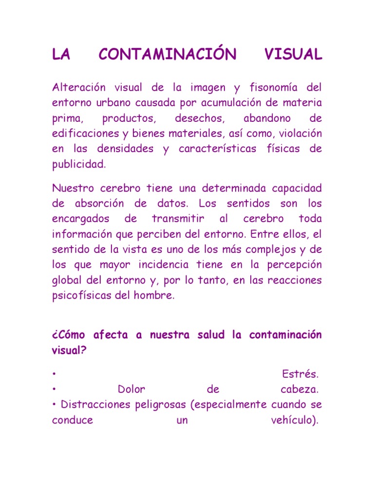 La Contaminación Visual | PDF | Percepción visual | Contaminación