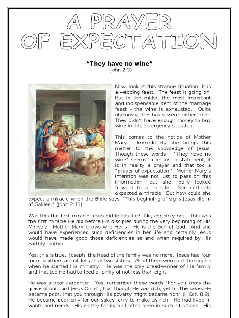 Prayer of Expectation Explained | PDF | Ministry Of Jesus | Mary ...