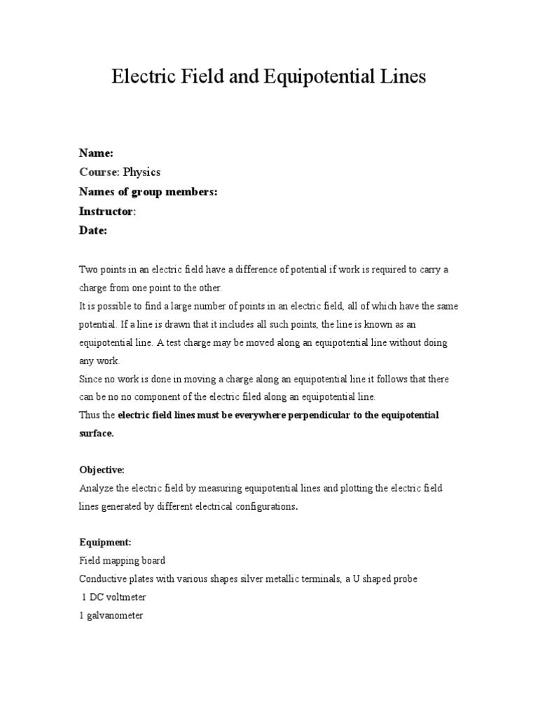 Electric Field and Equipotential Lines | PDF | Voltage | Manufactured Goods