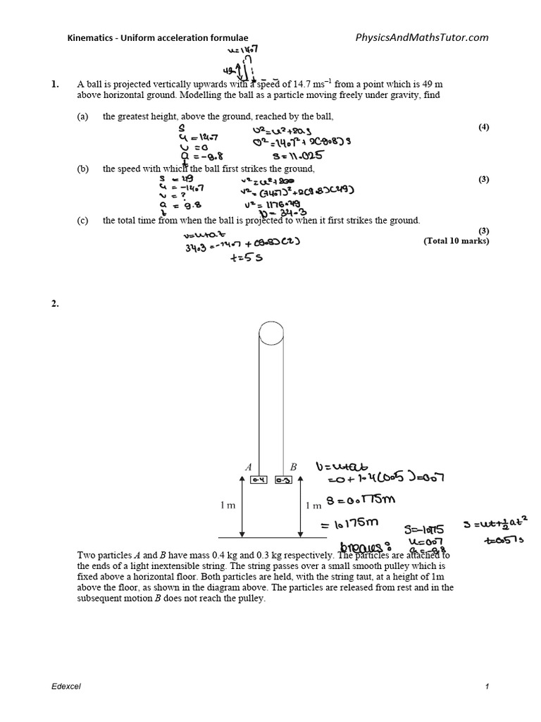 Kinematics - Uniform Acceleration Formulae 2 | PDF | Acceleration ...