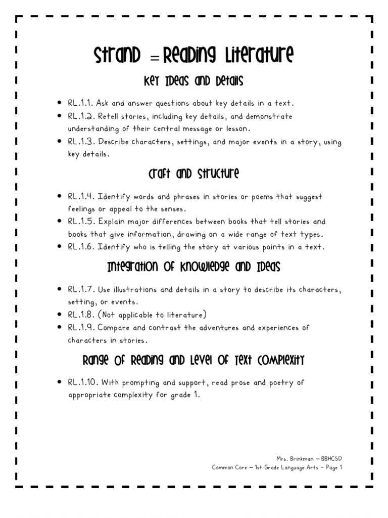 Common Core State Standards First Grade Language Arts | PDF | Syllable ...
