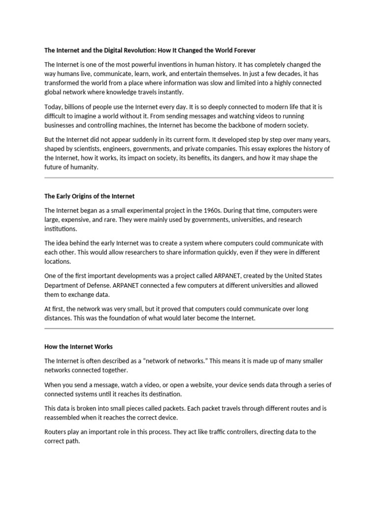 The Internet and the Digital Revolution | PDF | World Wide Web ...
