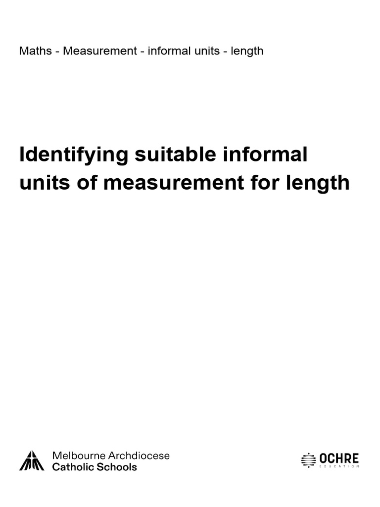 1. Worksheet Identifying Suitable Informal Units of Measurement for ...