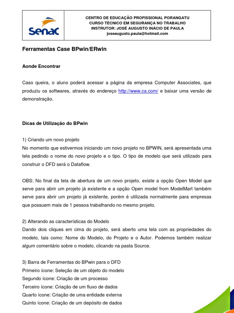 Ferramentas Case BPWin-ERWin | PDF | Janela (informática) | Desenvolvimento profissional