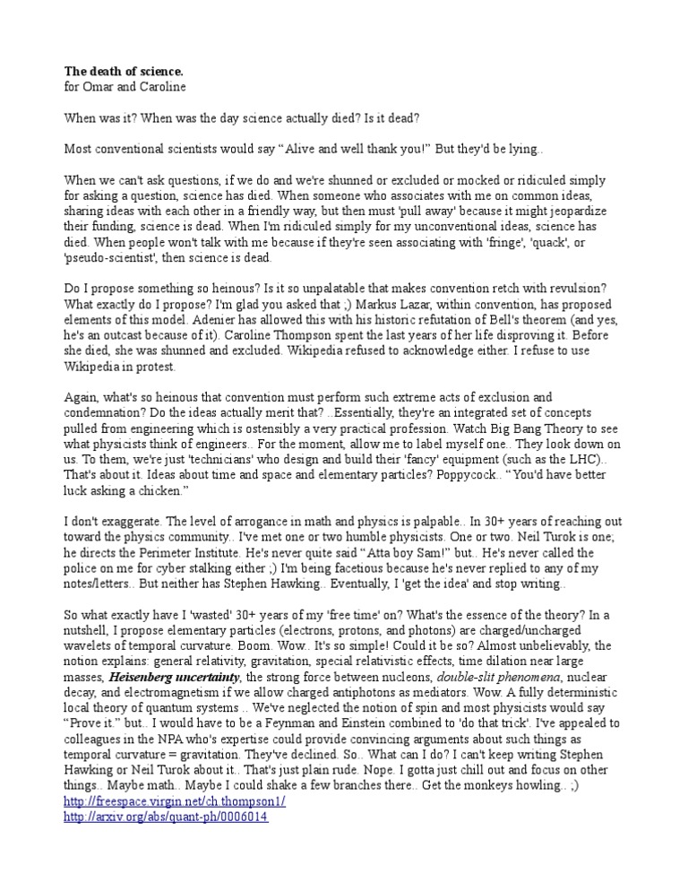 The Death of Science. | PDF | Photon | Condensed Matter Physics