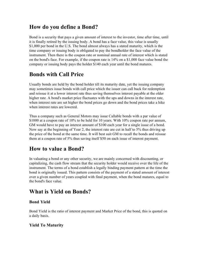 How Do You Define A Bond | PDF