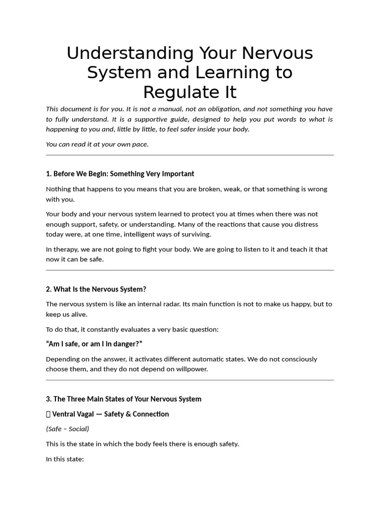 Understanding Your Nervous System and Learning to Regulate It | PDF ...