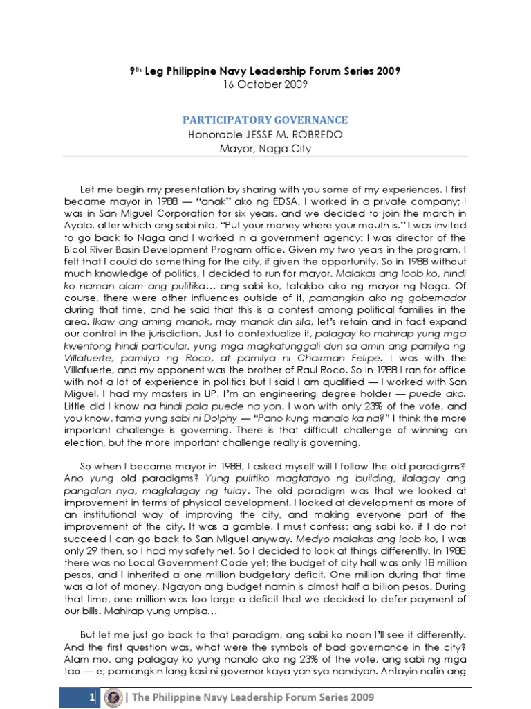 Participatory Governance Insights | PDF | Leadership | Government