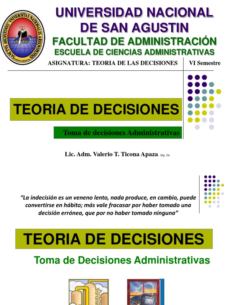 01 Teoria de Las Decisiones | PDF | Teoría de decisiones | Toma de ...