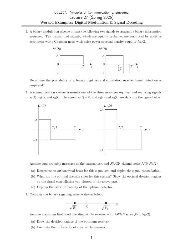 Lecture 27 Worked Examples on Modulation and Signal Decoding | PDF ...