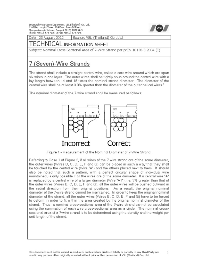 Nominal Cross-Sectional Area of 7-Wire Strand | PDF | Thailand | Wire