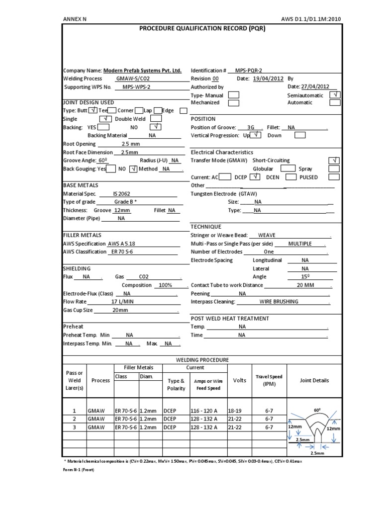 PQR Gmaw3g | PDF | Mechanical Engineering | Materials