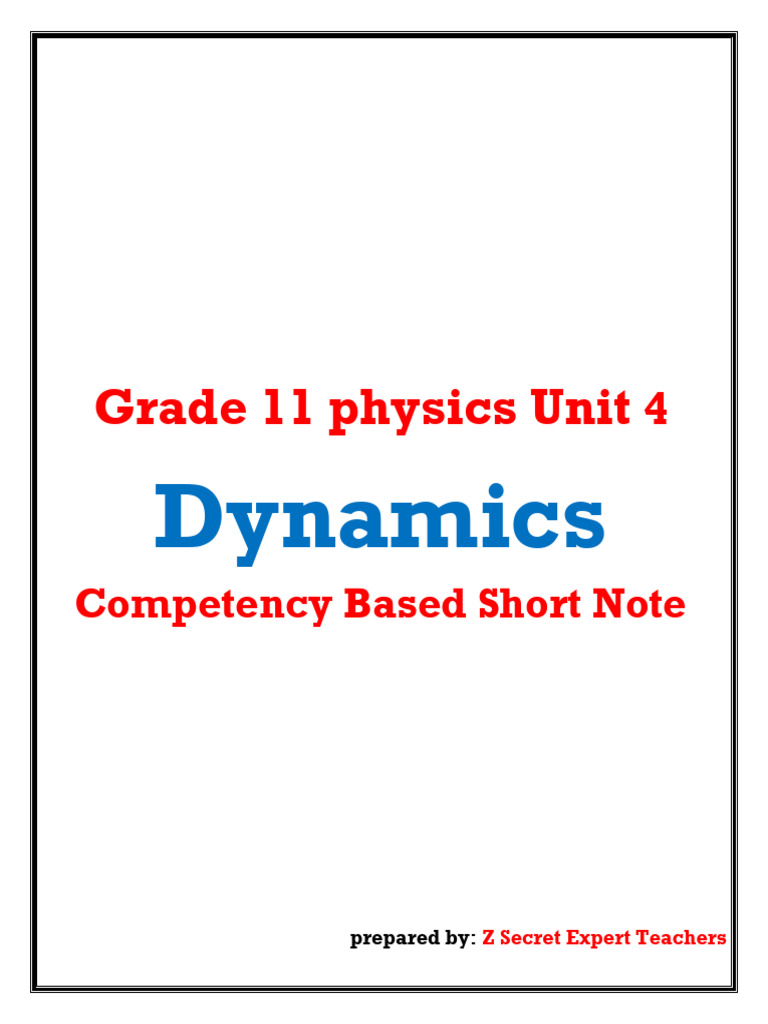 Final Grade 11 Physics Unit 4 Competency Based Note | PDF | Force ...