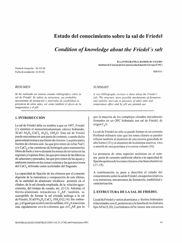 Sal de Friedel | Descargar gratis PDF | sal | Cloruro de sodio