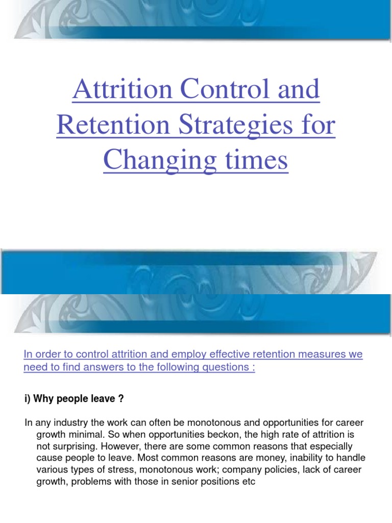Attrition Control and Retention Strategies For Changing Times | PDF ...
