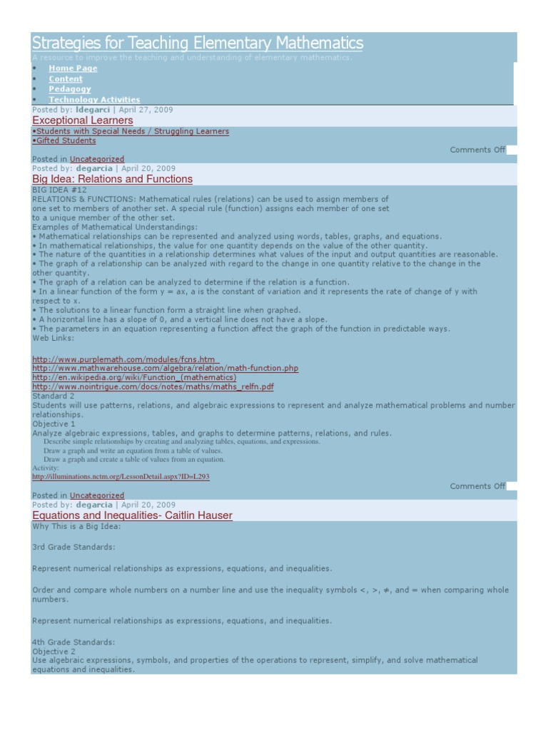 Strategies For Teaching Elementary Mathematics | PDF | Area ...