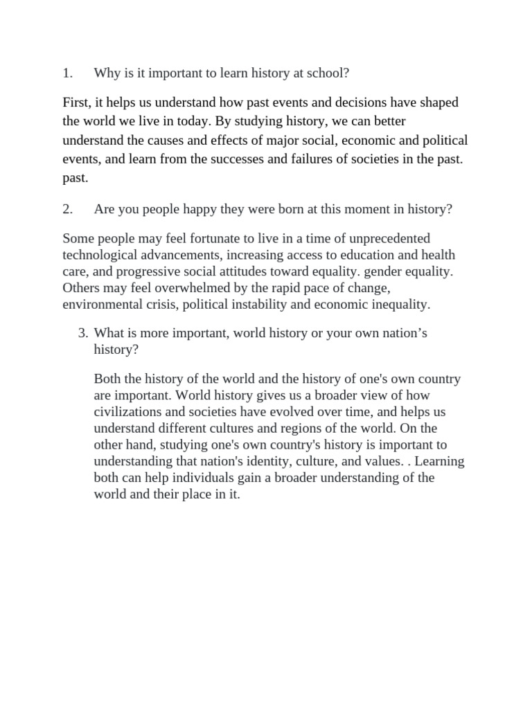 Why is It Important to Learn History at School | PDF