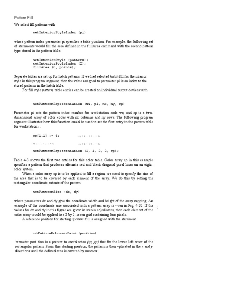 Area Fill Patterns in Graphics | PDF