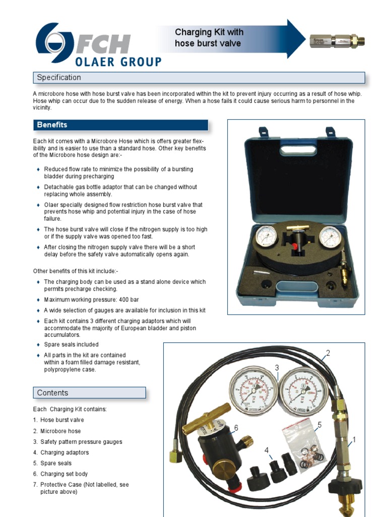 Olaer Charging Kit | PDF | Valve | Chemical Engineering