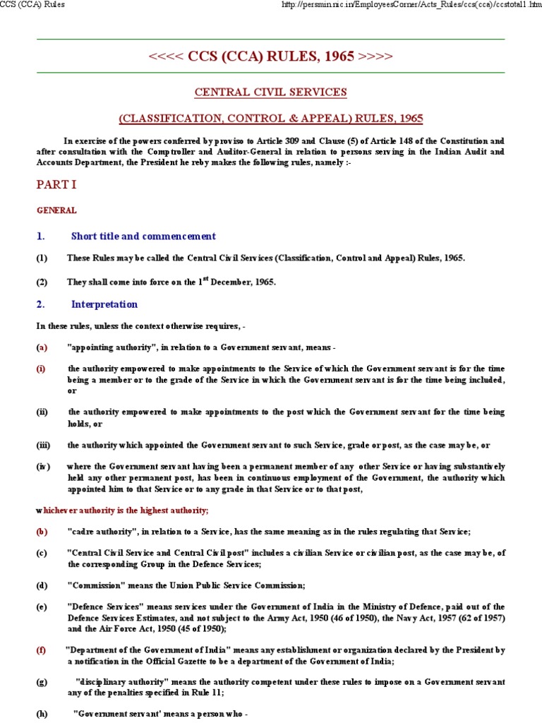 Ccs (Cca) Rules | Download Free PDF | Remand (Detention) | Government ...
