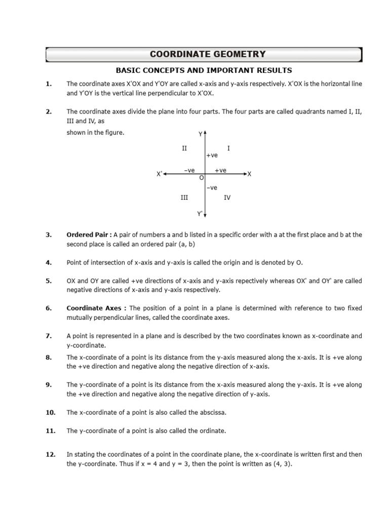 4_Coordinate Geometry Basic Concepts | PDF | Cartesian Coordinate ...