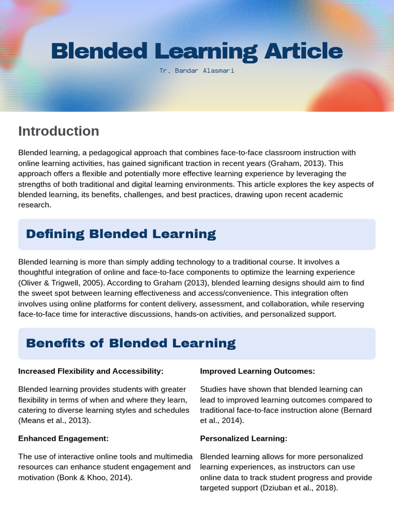 Blended Learning Article | PDF | Learning | Educational Technology