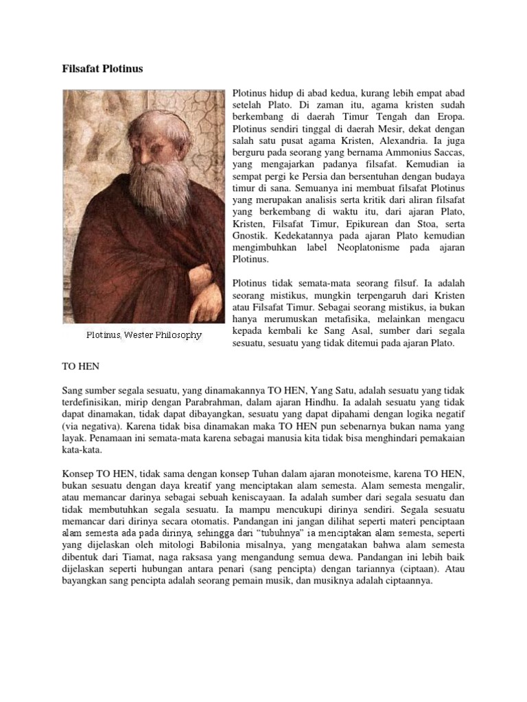 Filsafat Plotinus | PDF | Filsafat | Agama & Spiritualitas