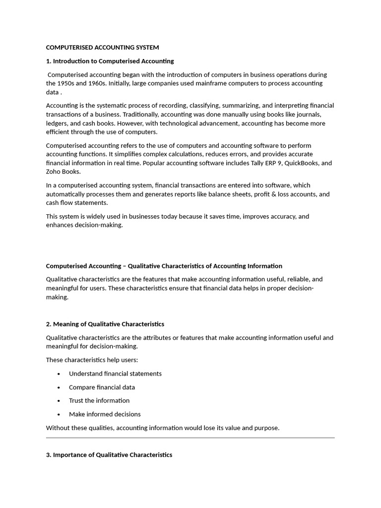 Computerised Accounting System | PDF | Accounting | Reliability Engineering