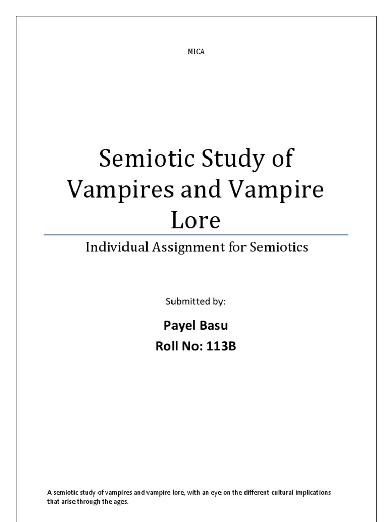Semiotics Payel Basu 113B | PDF | Vampires | Representation (Arts)