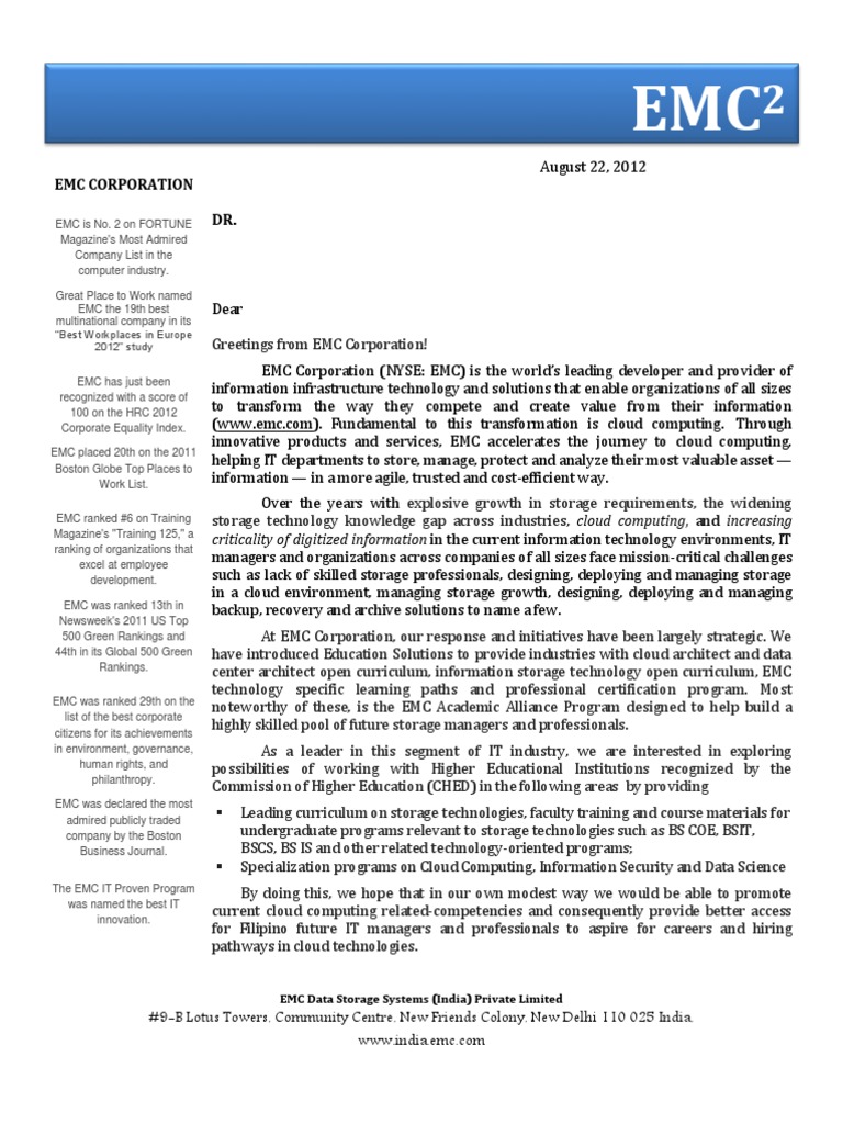 Emc Letter Template (Vismin) | PDF | Cloud Computing | Computing