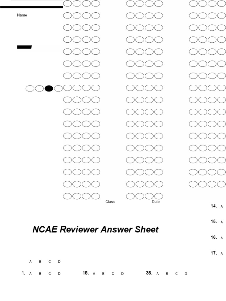 NCAE Reviewer Answer Sheet | PDF