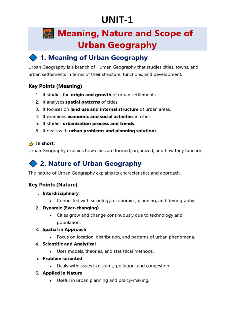Urban Geography PDF (1) | PDF | Cost Of Living | Urban Sprawl
