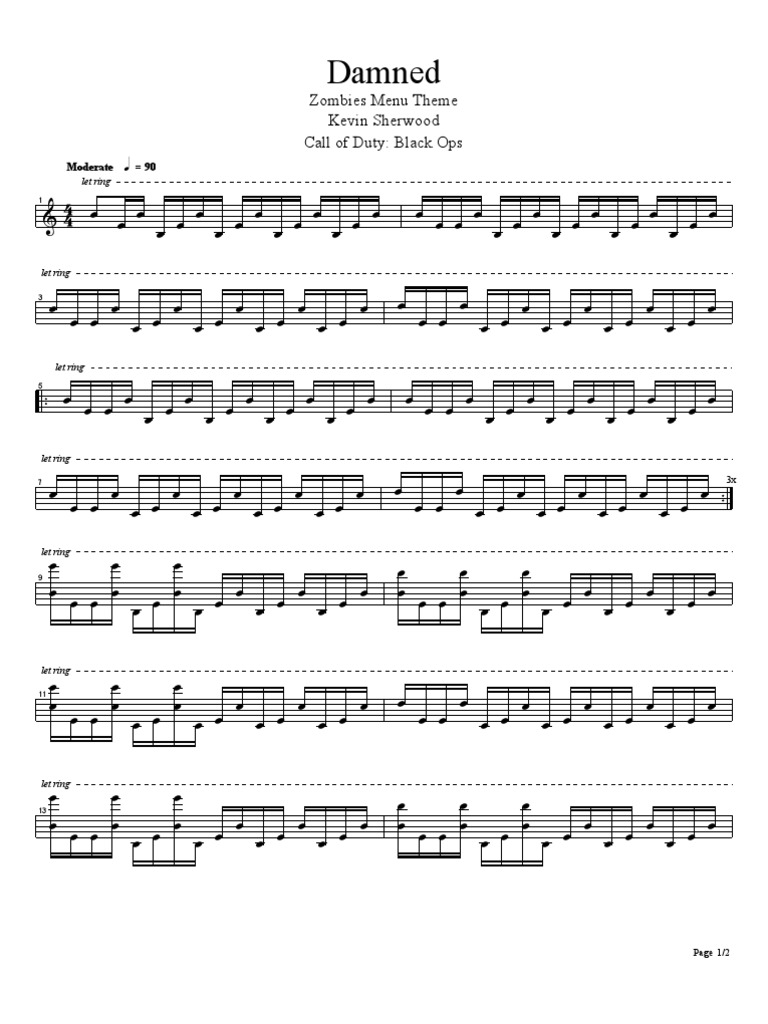 Call of Duty: Black Ops Soundtrack - Damned (Piano Sheet) | PDF ...