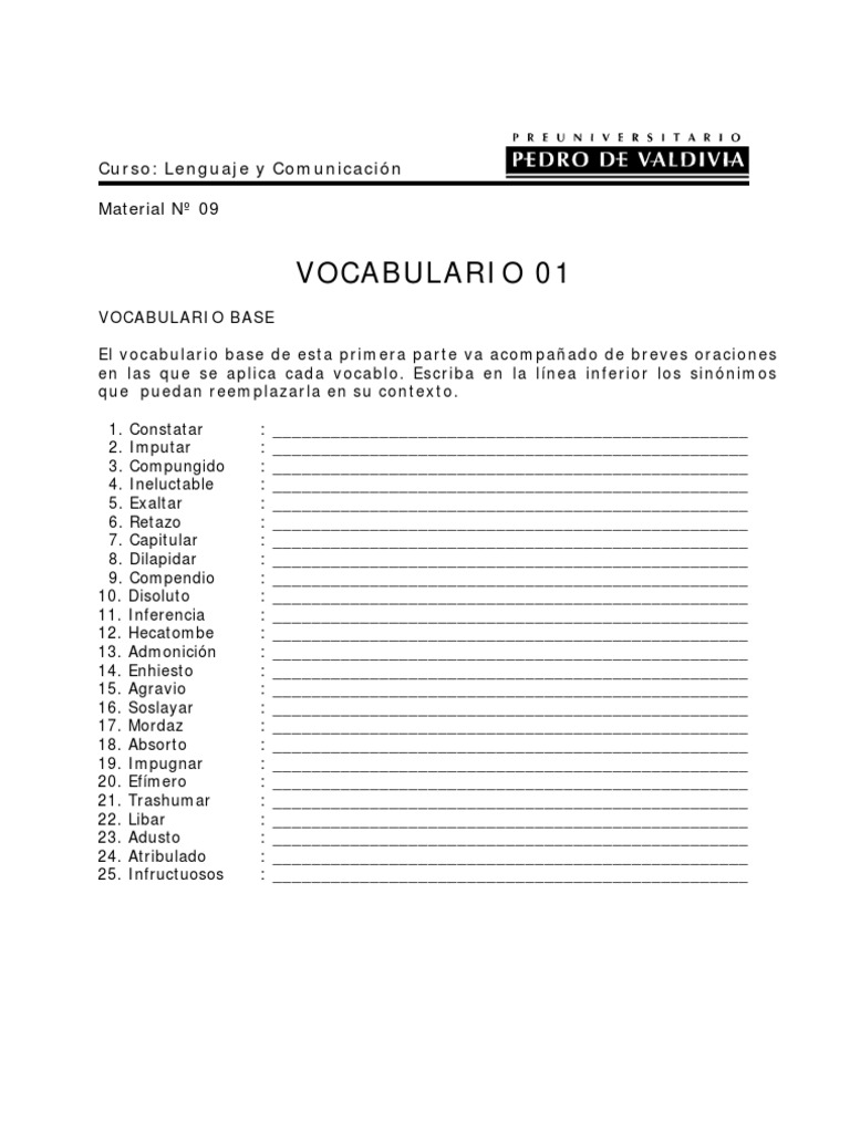 Vocabulario I | PDF | Lingüística