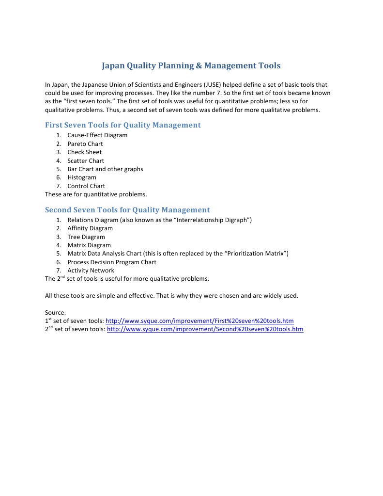 Japan's 14 Quality Management Tools | PDF