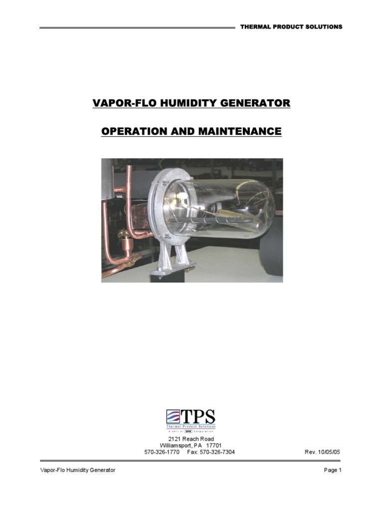 Vapor-Flo Humidity Generator Guide | PDF | Electric Heating | Hvac