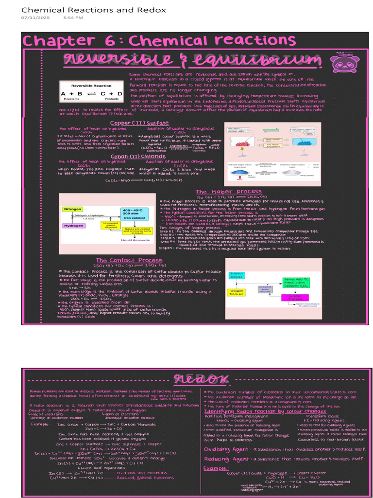 Chemical Reactions and Redox Notes | PDF