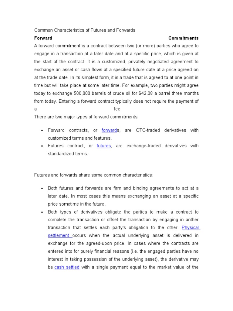 Common Characteristics of Futures and Forwards | PDF | Futures Contract ...