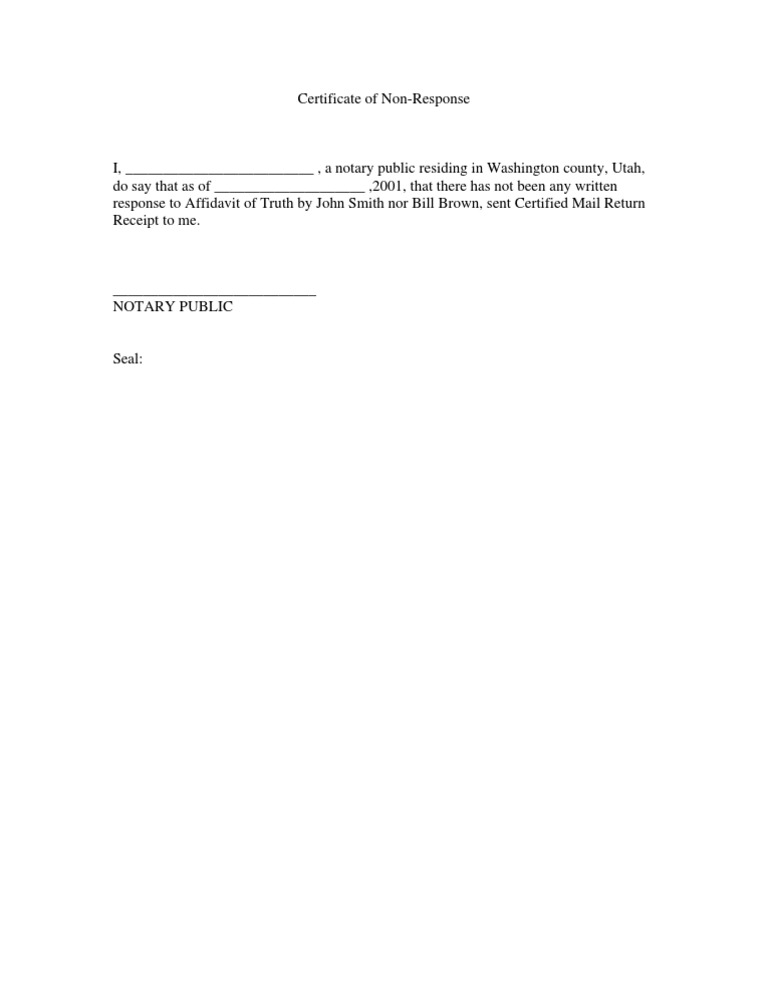 1-3 Certificate of Non Response Affidavit | PDF